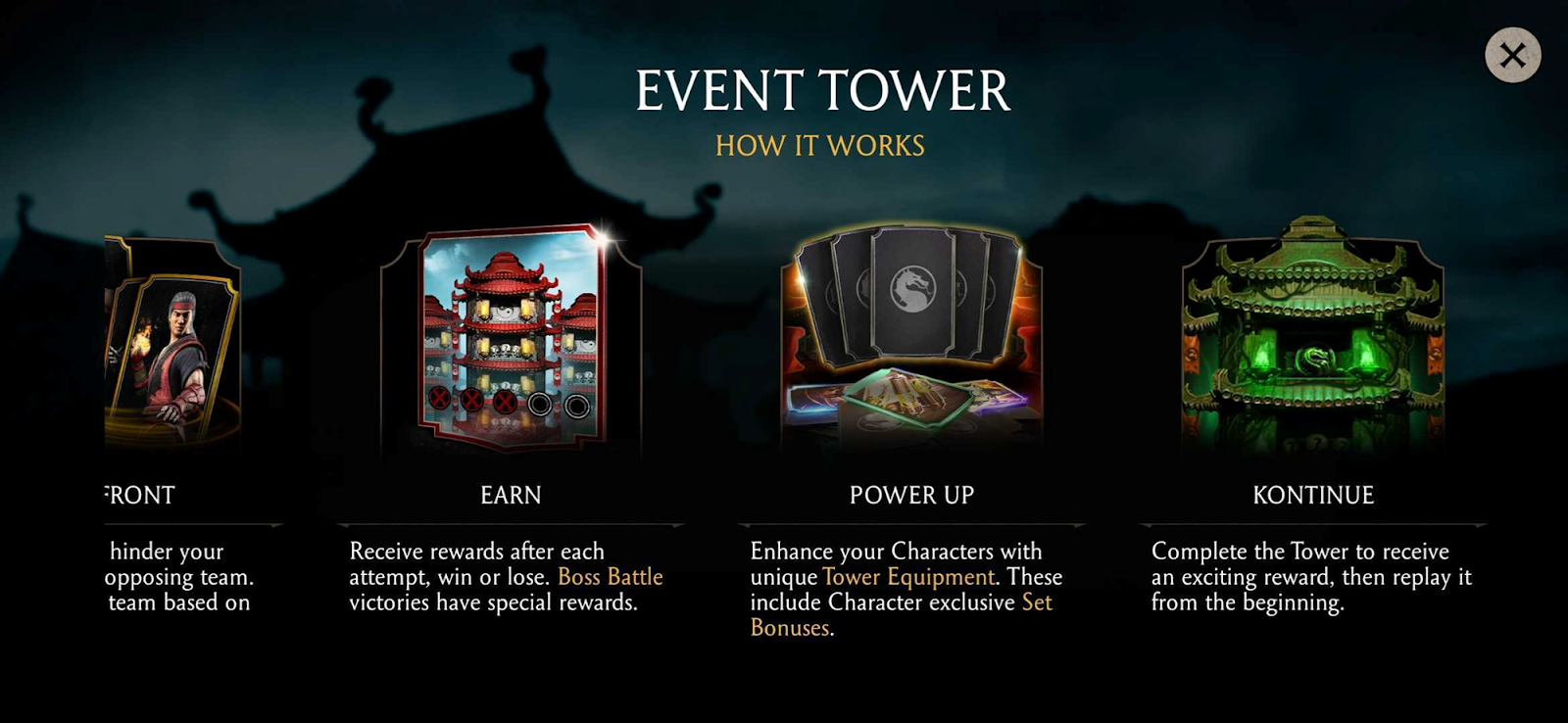 Event Tower & Equipment Guide – Mortal Kombat Games Support